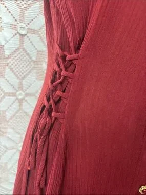 M Collection | Dresses | Vintage Corset Sides Button Front Red Dress ...